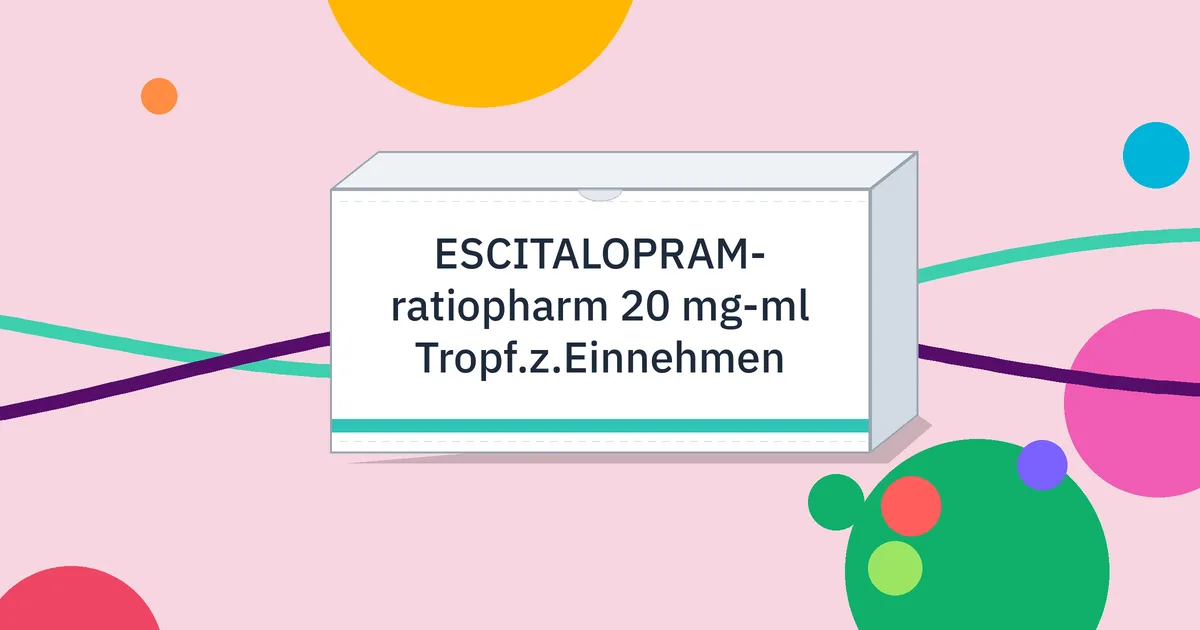 Symbolbild: Packung mit der Aufschrift ESCITALOPRAM-ratiopharm 20 mg-ml Tropf.z.Einnehmen (PZN 10142511) – Verfügbarkeit und Bezug in Apotheken in Frankfurt am Main