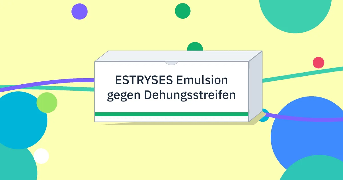 Symbolbild: Packung mit der Aufschrift ESTRYSES Emulsion gegen Dehungsstreifen (PZN 18022137) – Verfügbarkeit und Bezug in Apotheken in Frankfurt am Main
