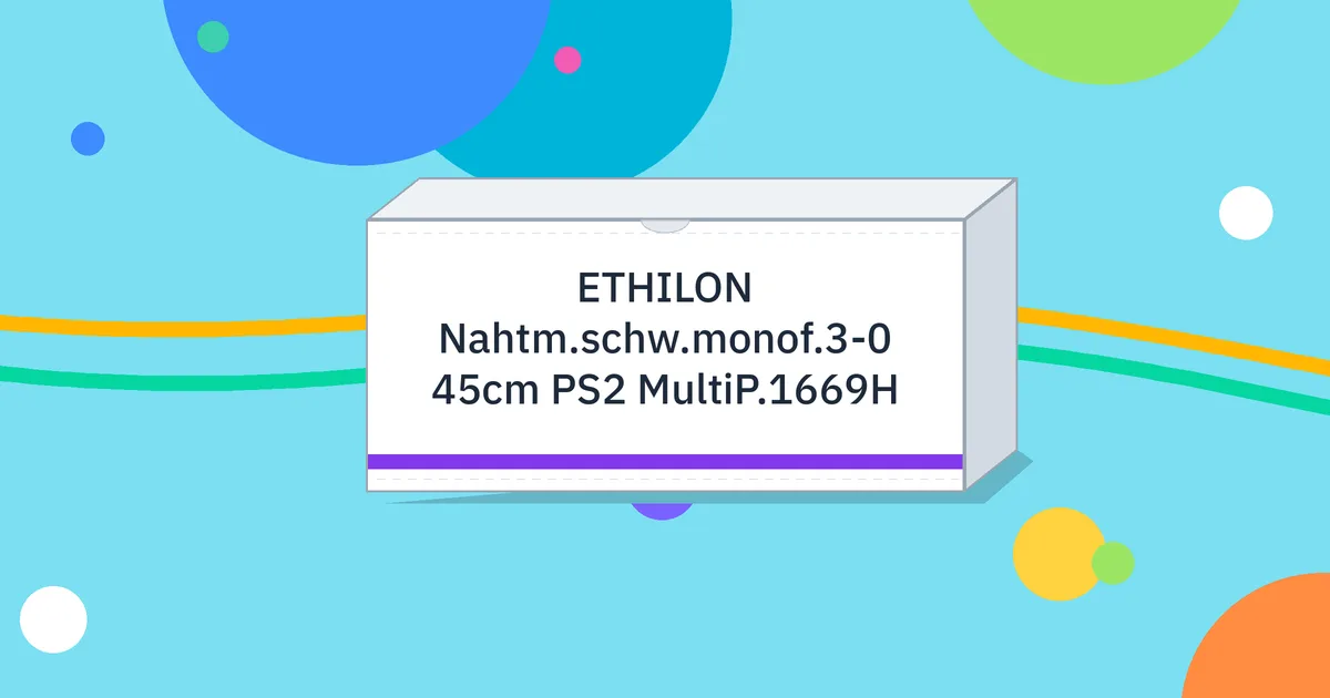 Symbolbild: Packung mit der Aufschrift ETHILON Nahtm.schw.monof.3-0 45cm PS2 MultiP.1669H (PZN 16810095) – Verfügbarkeit und Bezug in Apotheken in Frankfurt am Main