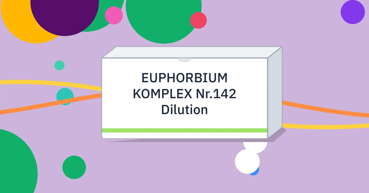 Symbolbild: Packung mit der Aufschrift EUPHORBIUM KOMPLEX Nr.142 Dilution (PZN 01910158) – Verfügbarkeit und Bezug in Apotheken in Frankfurt am Main