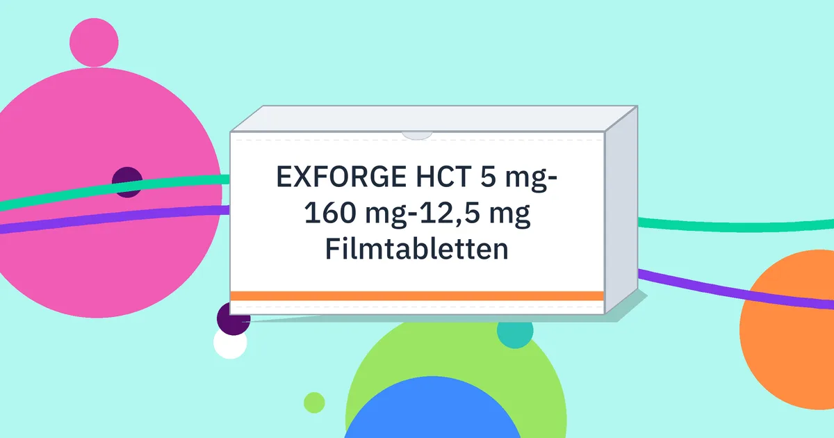 Symbolbild: Packung mit der Aufschrift EXFORGE HCT 5 mg-160 mg-12,5 mg Filmtabletten (PZN 00281720) – Verfügbarkeit und Bezug in Apotheken in Frankfurt am Main