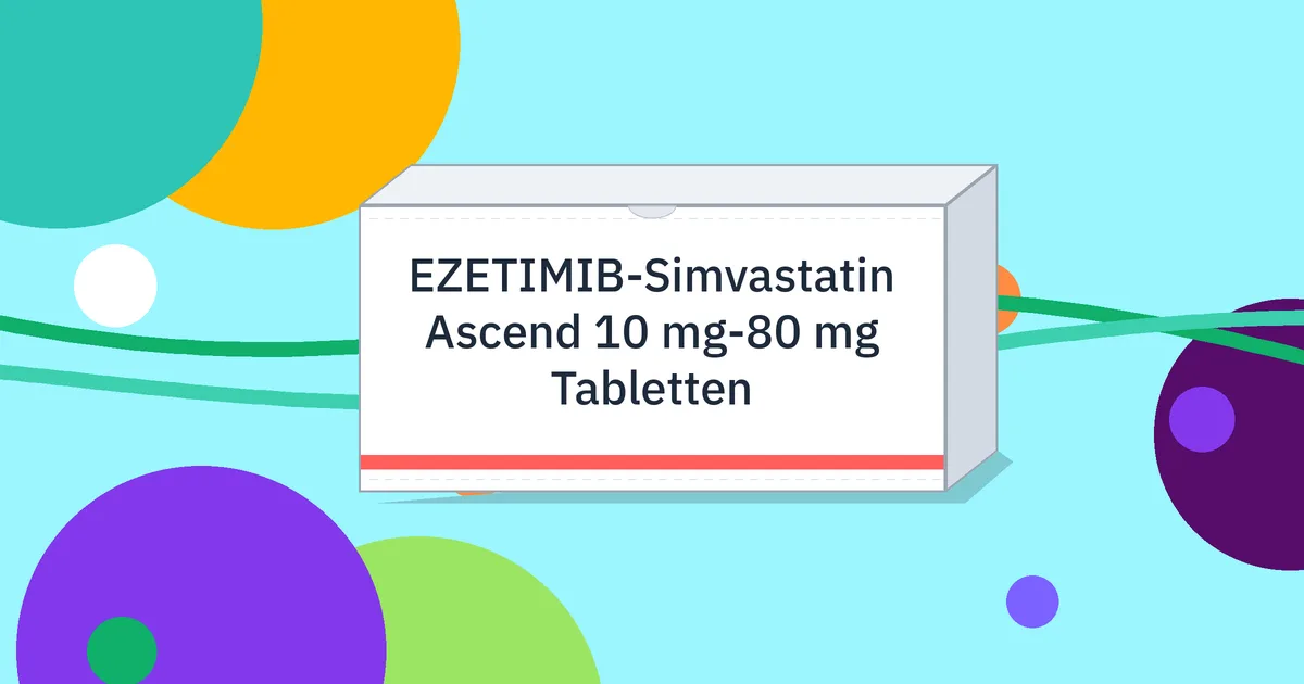 Symbolbild: Packung mit der Aufschrift EZETIMIB-Simvastatin Ascend 10 mg-80 mg Tabletten (PZN 18257432) – Verfügbarkeit und Bezug in Apotheken in Frankfurt am Main