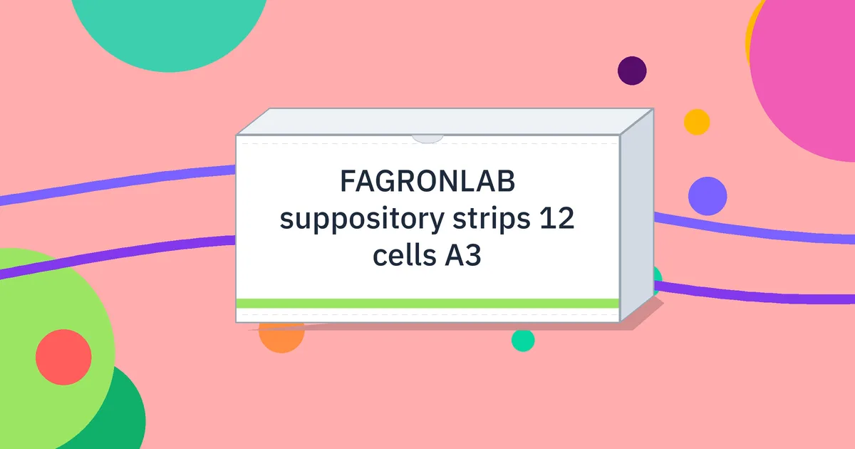 Symbolbild: Packung mit der Aufschrift FAGRONLAB suppository strips 12 cells A3 (PZN 18295734) – Verfügbarkeit und Bezug in Apotheken in Frankfurt am Main