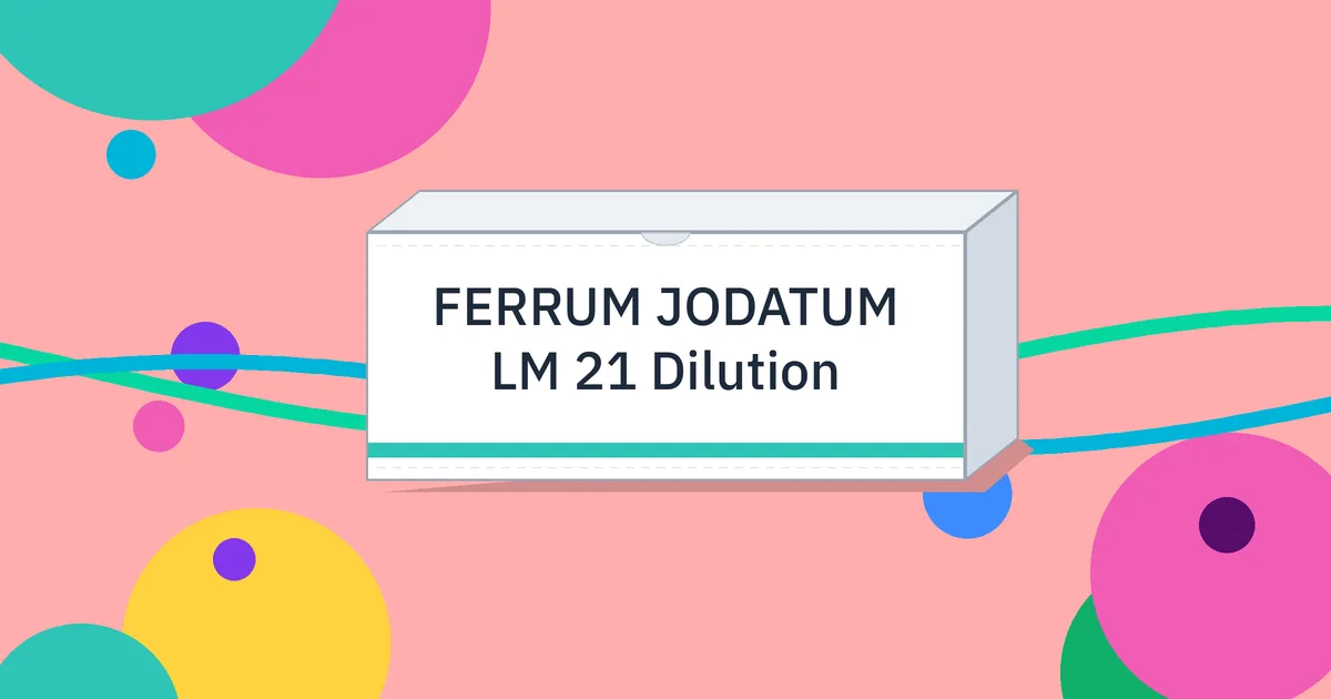 Symbolbild: Packung mit der Aufschrift FERRUM JODATUM LM 21 Dilution (PZN 12849019) – Verfügbarkeit und Bezug in Apotheken in Frankfurt am Main