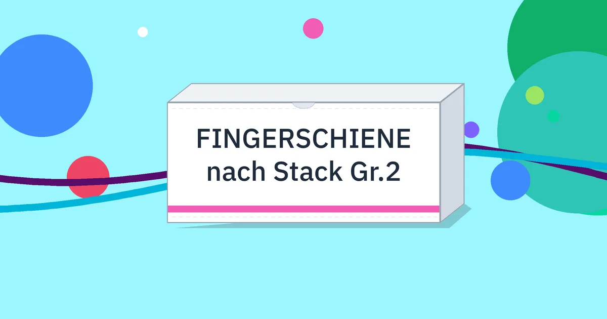 Symbolbild: Packung mit der Aufschrift FINGERSCHIENE nach Stack Gr.2 (PZN 04756373) – Verfügbarkeit und Bezug in Apotheken in Frankfurt am Main