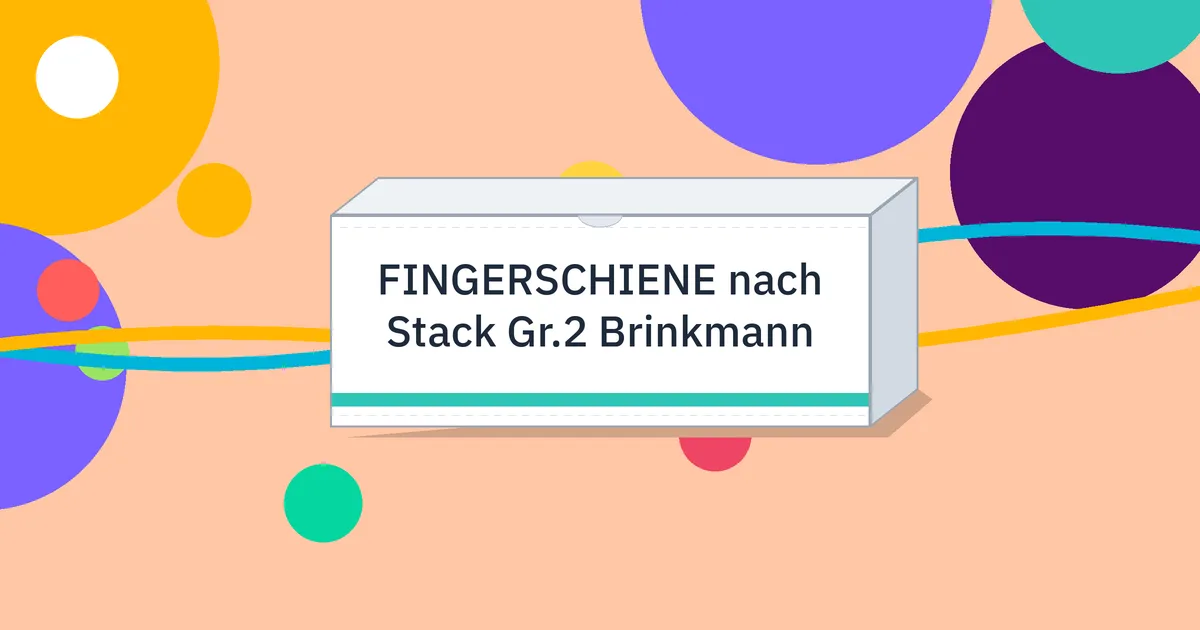 Symbolbild: Packung mit der Aufschrift FINGERSCHIENE nach Stack Gr.2 Brinkmann (PZN 03161146) – Verfügbarkeit und Bezug in Apotheken in Frankfurt am Main