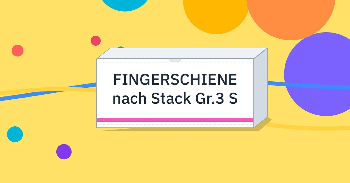 Symbolbild: Packung mit der Aufschrift FINGERSCHIENE nach Stack Gr.3 S (PZN 07145552) – Verfügbarkeit und Bezug in Apotheken in Frankfurt am Main
