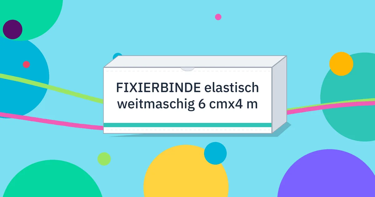 Symbolbild: Packung mit der Aufschrift FIXIERBINDE elastisch weitmaschig 6 cmx4 m (PZN 04793902) – Verfügbarkeit und Bezug in Apotheken in Frankfurt am Main