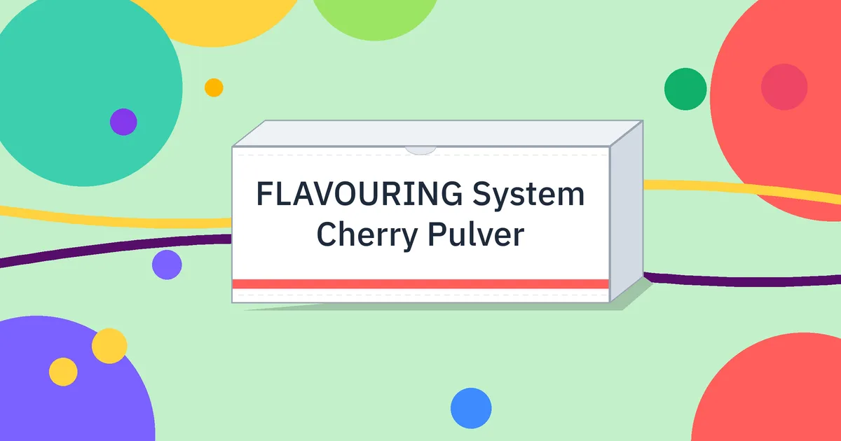 Symbolbild: Packung mit der Aufschrift FLAVOURING System Cherry Pulver (PZN 13235265) – Verfügbarkeit und Bezug in Apotheken in Frankfurt am Main