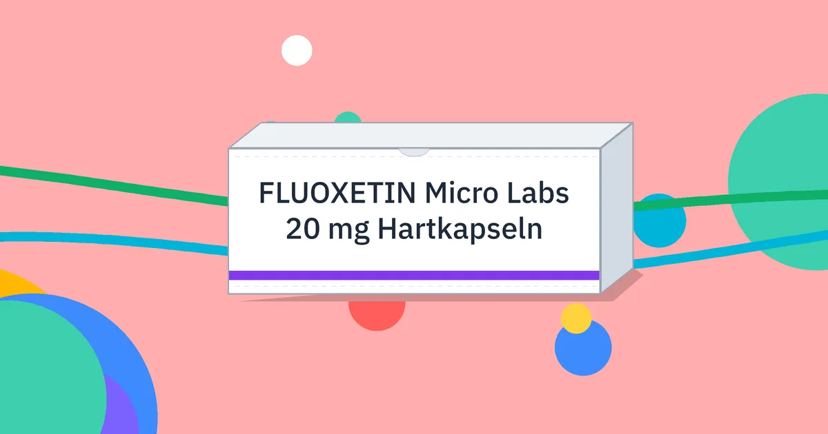 Symbolbild: Packung mit der Aufschrift FLUOXETIN Micro Labs 20 mg Hartkapseln (PZN 18354520) – Verfügbarkeit und Bezug in Apotheken in Frankfurt am Main