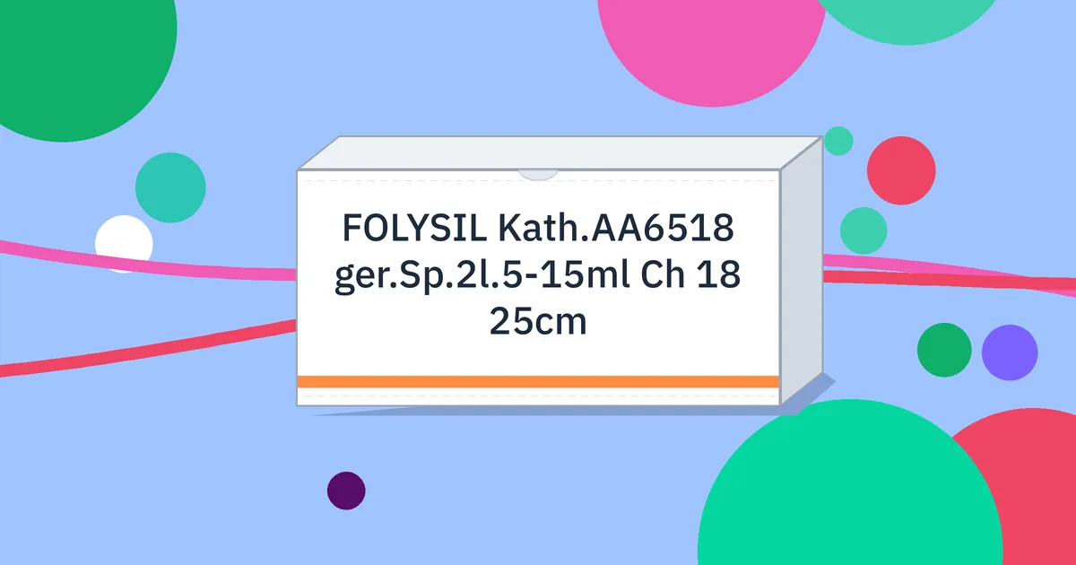 Symbolbild: Packung mit der Aufschrift FOLYSIL Kath.AA6518 ger.Sp.2l.5-15ml Ch 18 25cm (PZN 00151816) – Verfügbarkeit und Bezug in Apotheken in Frankfurt am Main