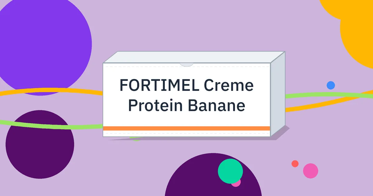 Symbolbild: Packung mit der Aufschrift FORTIMEL Creme Protein Banane (PZN 19387007) – Verfügbarkeit und Bezug in Apotheken in Frankfurt am Main
