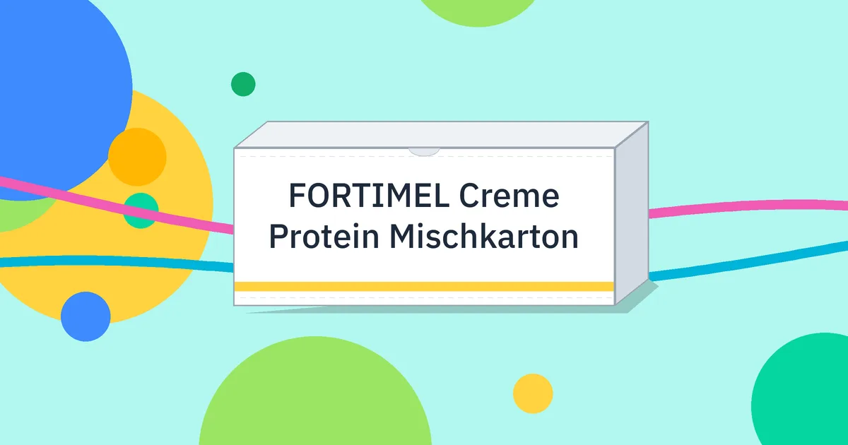 Symbolbild: Packung mit der Aufschrift FORTIMEL Creme Protein Mischkarton (PZN 19387036) – Verfügbarkeit und Bezug in Apotheken in Frankfurt am Main