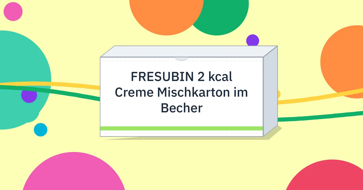Symbolbild: Packung mit der Aufschrift FRESUBIN 2 kcal Creme Mischkarton im Becher (PZN 19750755) – Verfügbarkeit und Bezug in Apotheken in Frankfurt am Main