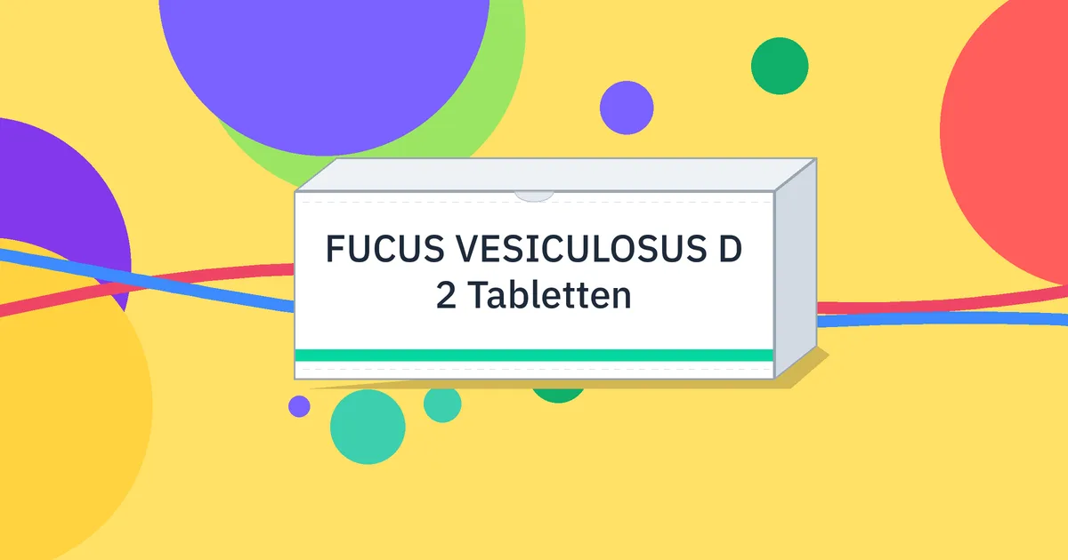 Symbolbild: Packung mit der Aufschrift FUCUS VESICULOSUS D 2 Tabletten (PZN 02630633) – Verfügbarkeit und Bezug in Apotheken in Frankfurt am Main