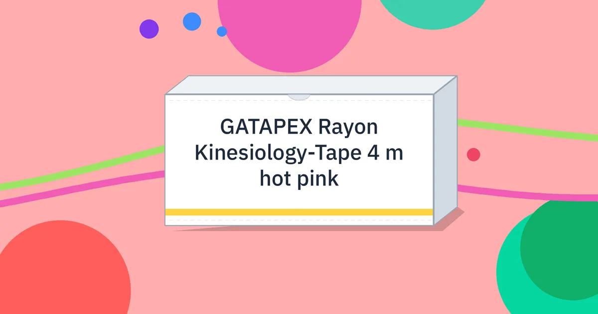 Symbolbild: Packung mit der Aufschrift GATAPEX Rayon Kinesiology-Tape 4 m hot pink (PZN 11539883) – Verfügbarkeit und Bezug in Apotheken in Frankfurt am Main