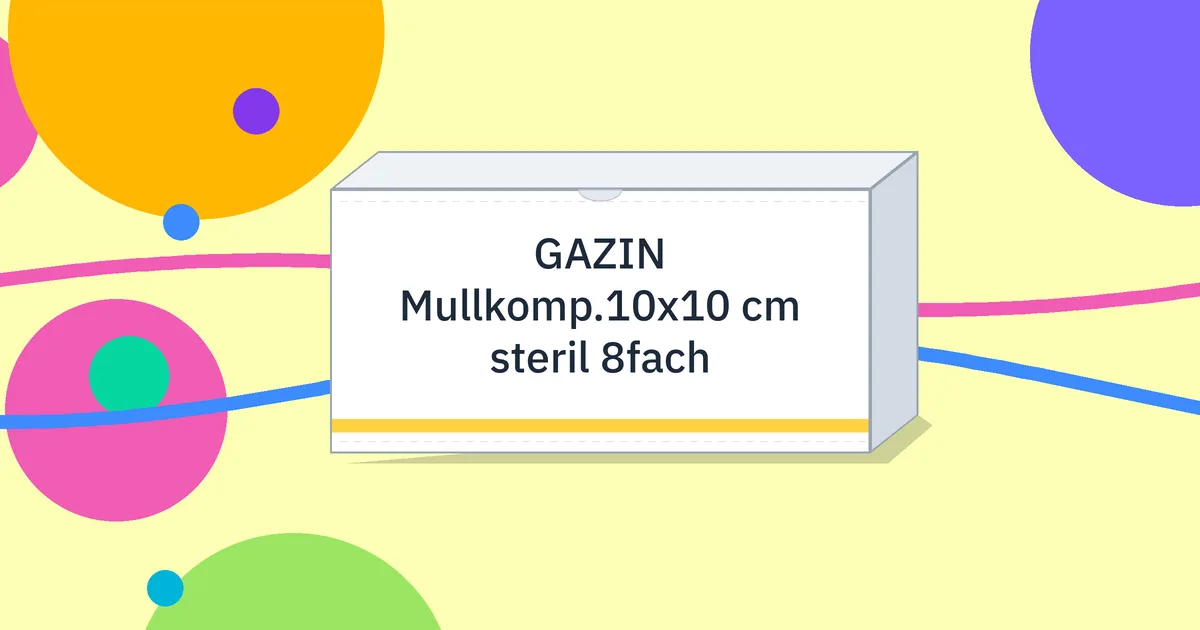 Symbolbild: Packung mit der Aufschrift GAZIN Mullkomp.10x10 cm steril 8fach (PZN 12586092) – Verfügbarkeit und Bezug in Apotheken in Frankfurt am Main