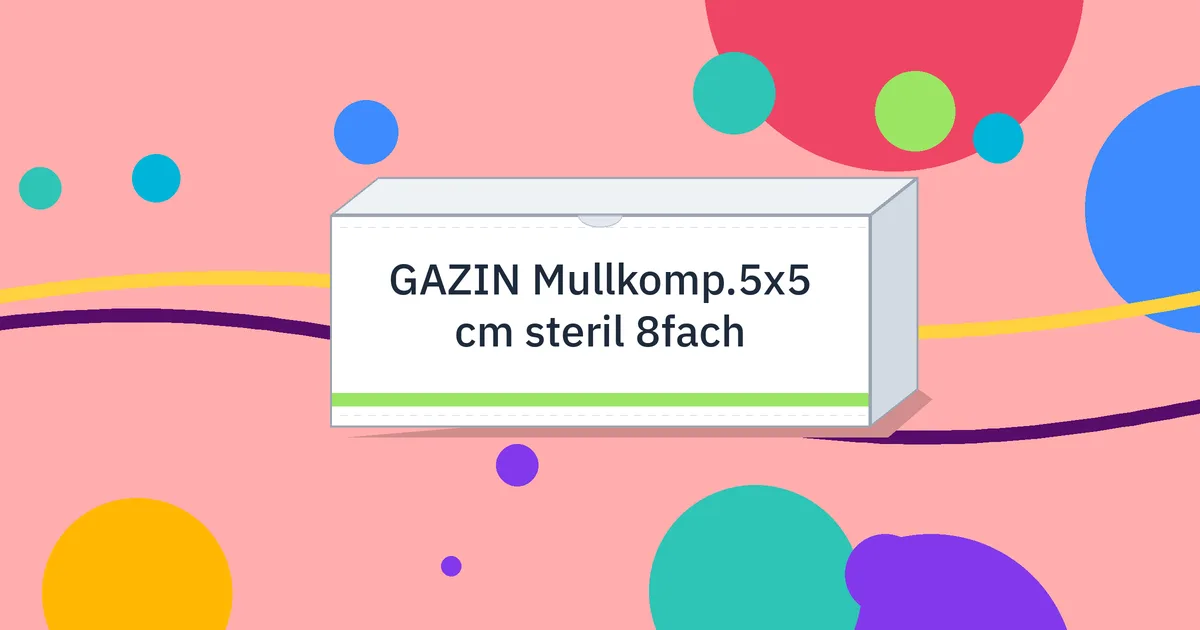 Symbolbild: Packung mit der Aufschrift GAZIN Mullkomp.5x5 cm steril 8fach (PZN 19700941) – Verfügbarkeit und Bezug in Apotheken in Frankfurt am Main