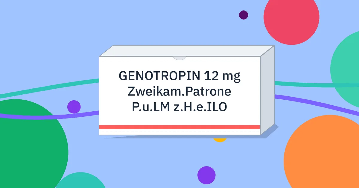 Symbolbild: Packung mit der Aufschrift GENOTROPIN 12 mg Zweikam.Patrone P.u.LM z.H.e.ILO (PZN 18275967) – Verfügbarkeit und Bezug in Apotheken in Frankfurt am Main