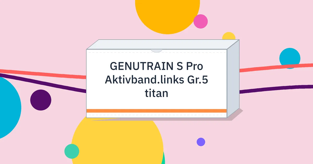 Symbolbild: Packung mit der Aufschrift GENUTRAIN S Pro Aktivband.links Gr.5 titan (PZN 09337327) – Verfügbarkeit und Bezug in Apotheken in Frankfurt am Main