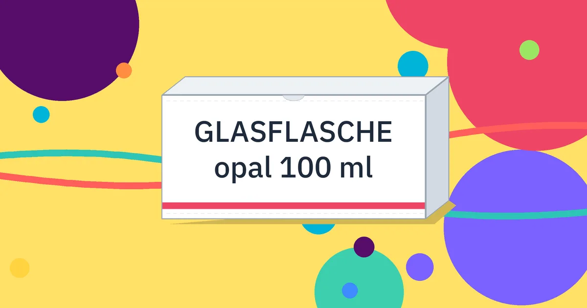 Symbolbild: Packung mit der Aufschrift GLASFLASCHE opal 100 ml (PZN 10197920) – Verfügbarkeit und Bezug in Apotheken in Frankfurt am Main