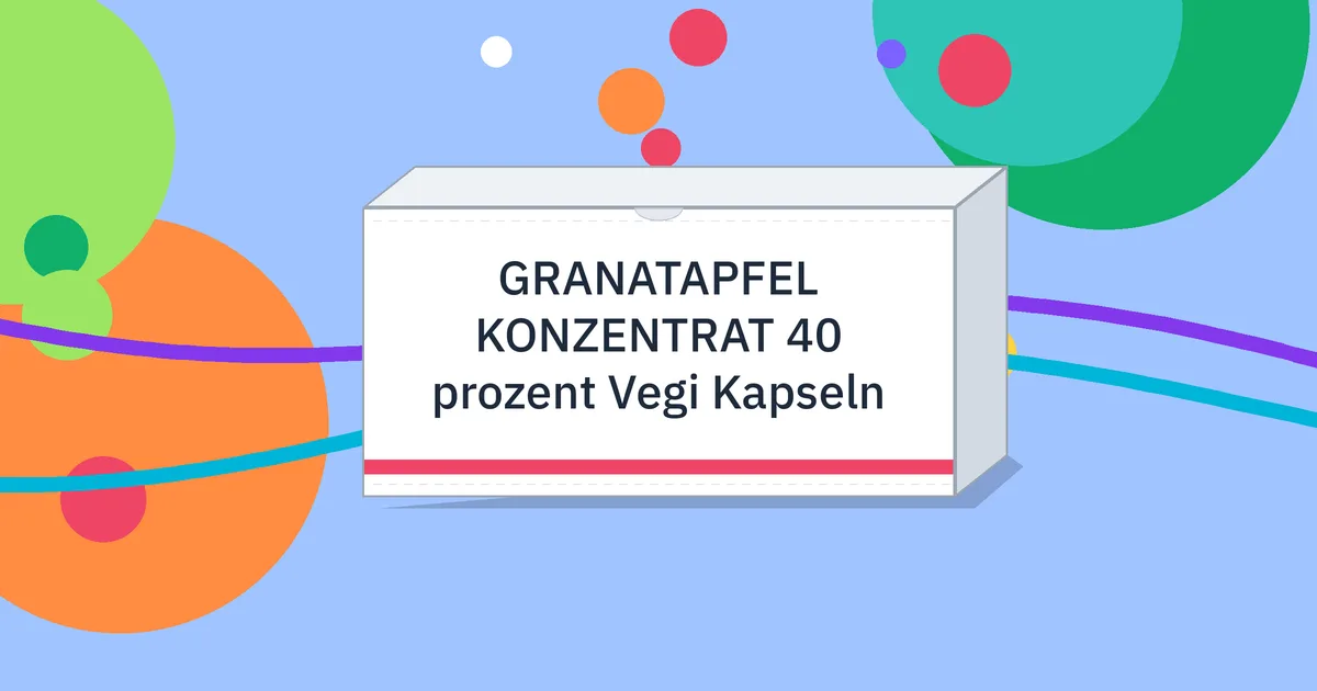 Symbolbild: Packung mit der Aufschrift GRANATAPFEL KONZENTRAT 40 prozent Vegi Kapseln (PZN 04446738) – Verfügbarkeit und Bezug in Apotheken in Frankfurt am Main