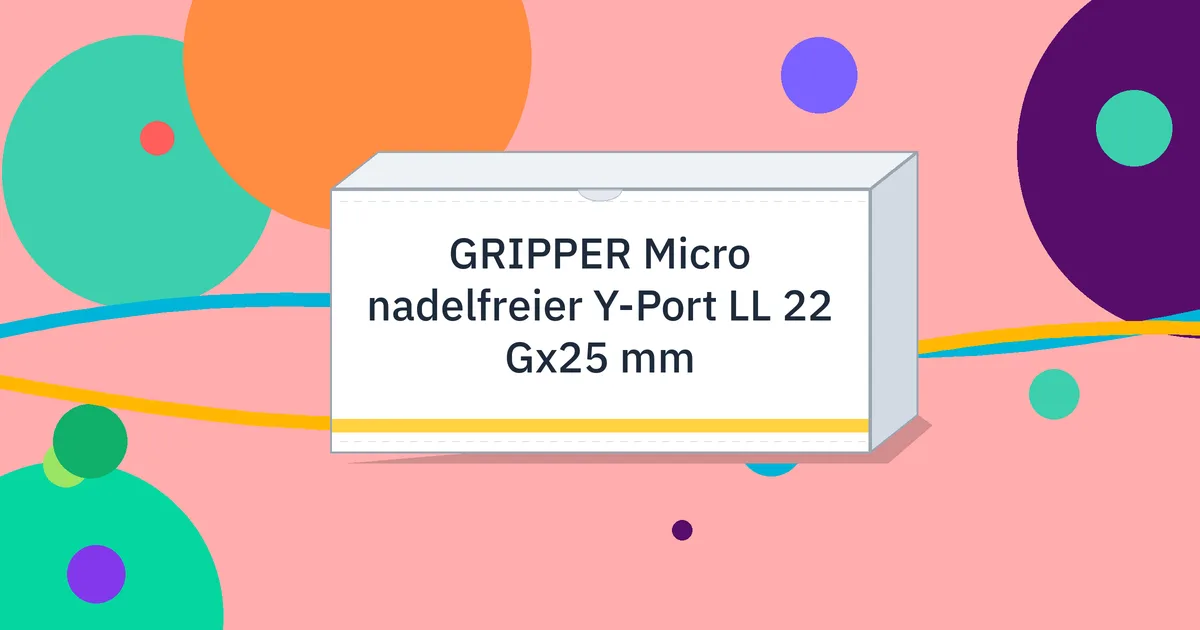 Symbolbild: Packung mit der Aufschrift GRIPPER Micro nadelfreier Y-Port LL 22 Gx25 mm (PZN 16747439) – Verfügbarkeit und Bezug in Apotheken in Frankfurt am Main