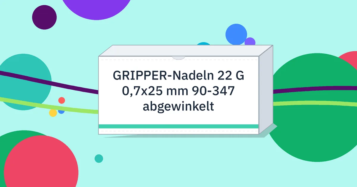 Symbolbild: Packung mit der Aufschrift GRIPPER-Nadeln 22 G 0,7x25 mm 90-347 abgewinkelt (PZN 14287005) – Verfügbarkeit und Bezug in Apotheken in Frankfurt am Main