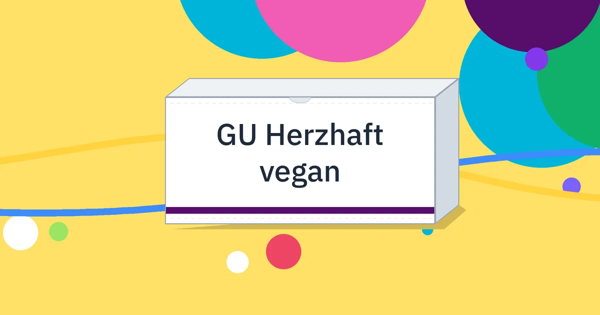 Symbolbild: Packung mit der Aufschrift GU Herzhaft vegan (PZN 18468933) – Verfügbarkeit und Bezug in Apotheken in Frankfurt am Main