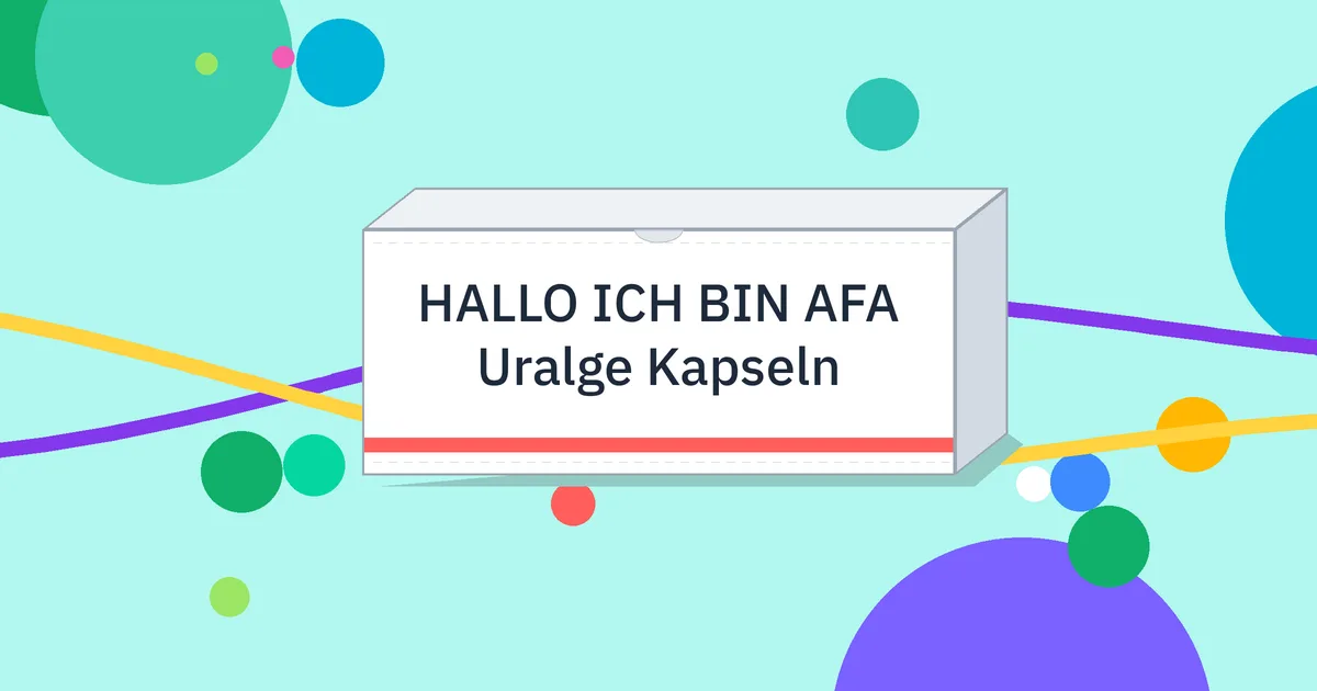 Symbolbild: Packung mit der Aufschrift HALLO ICH BIN AFA Uralge Kapseln (PZN 14320889) – Verfügbarkeit und Bezug in Apotheken in Frankfurt am Main