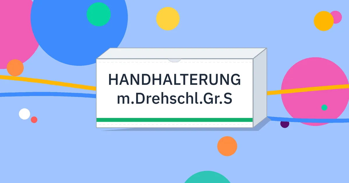 Symbolbild: Packung mit der Aufschrift HANDHALTERUNG m.Drehschl.Gr.S (PZN 11568235) – Verfügbarkeit und Bezug in Apotheken in Frankfurt am Main