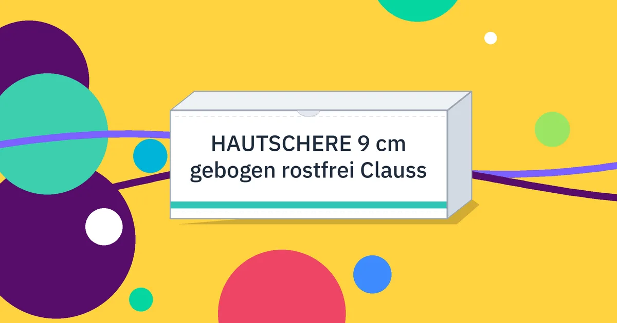Symbolbild: Packung mit der Aufschrift HAUTSCHERE 9 cm gebogen rostfrei Clauss (PZN 16879968) – Verfügbarkeit und Bezug in Apotheken in Frankfurt am Main