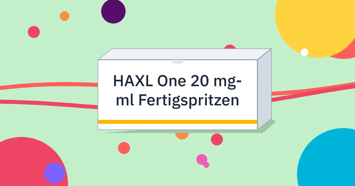 Symbolbild: Packung mit der Aufschrift HAXL One 20 mg-ml Fertigspritzen (PZN 20392746) – Verfügbarkeit und Bezug in Apotheken in Frankfurt am Main