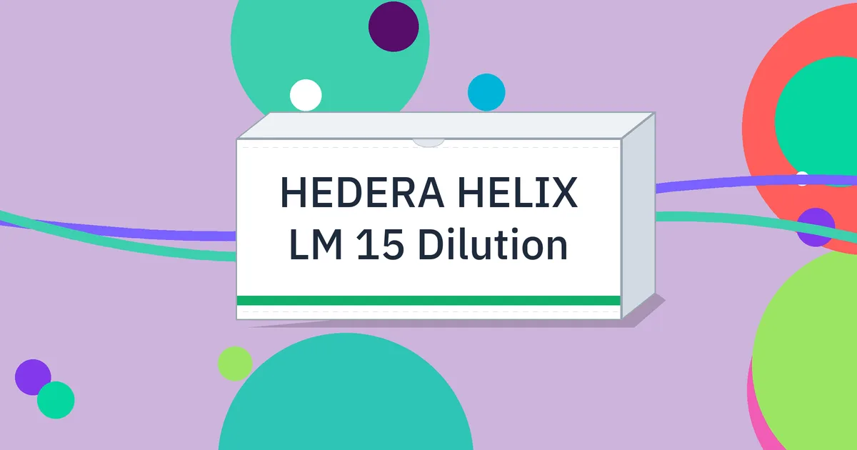 Symbolbild: Packung mit der Aufschrift HEDERA HELIX LM 15 Dilution (PZN 12885386) – Verfügbarkeit und Bezug in Apotheken in Frankfurt am Main