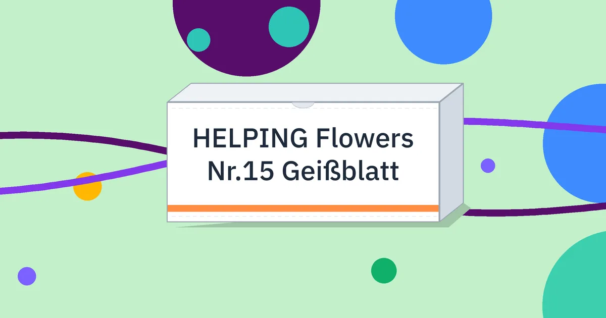 Symbolbild: Packung mit der Aufschrift HELPING Flowers Nr.15 Geißblatt (PZN 12499737) – Verfügbarkeit und Bezug in Apotheken in Frankfurt am Main
