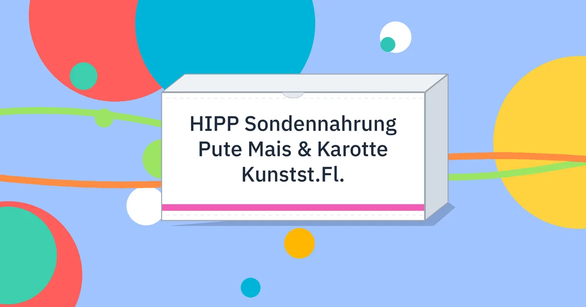 Symbolbild: Packung mit der Aufschrift HIPP Sondennahrung Pute Mais & Karotte Kunstst.Fl. (PZN 19350889) – Verfügbarkeit und Bezug in Apotheken in Frankfurt am Main