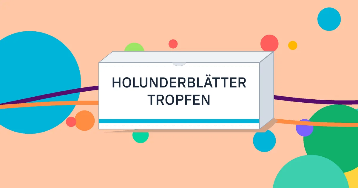Symbolbild: Packung mit der Aufschrift HOLUNDERBLÄTTER TROPFEN (PZN 14128040) – Verfügbarkeit und Bezug in Apotheken in Frankfurt am Main
