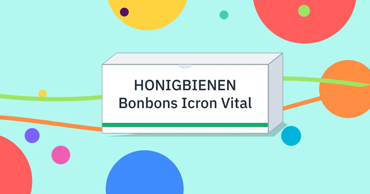Symbolbild: Packung mit der Aufschrift HONIGBIENEN Bonbons Icron Vital (PZN 09493748) – Verfügbarkeit und Bezug in Apotheken in Frankfurt am Main