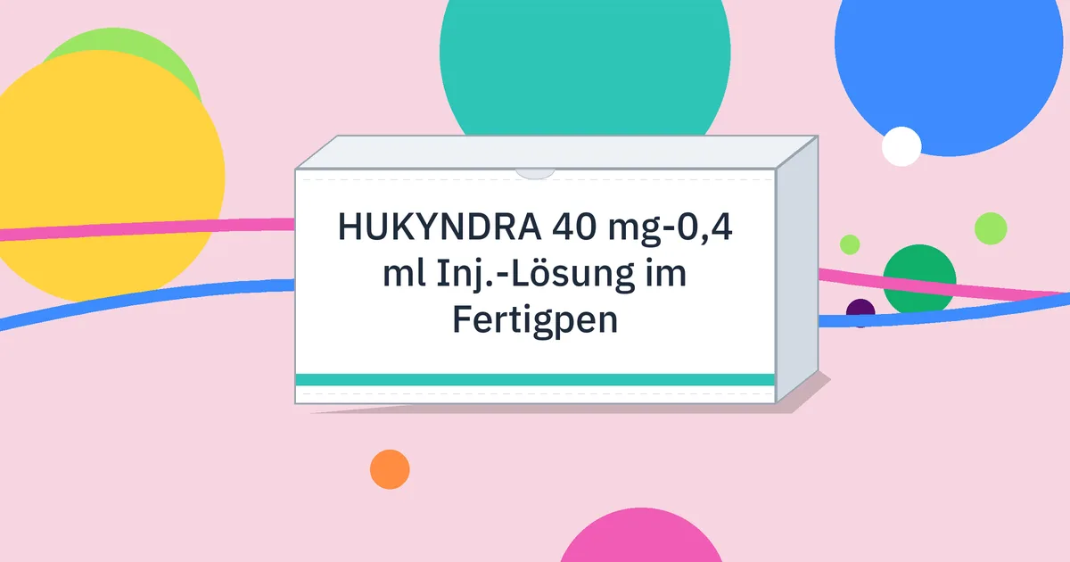 Symbolbild: Packung mit der Aufschrift HUKYNDRA 40 mg-0,4 ml Inj.-Lösung im Fertigpen (PZN 20140476) – Verfügbarkeit und Bezug in Apotheken in Frankfurt am Main