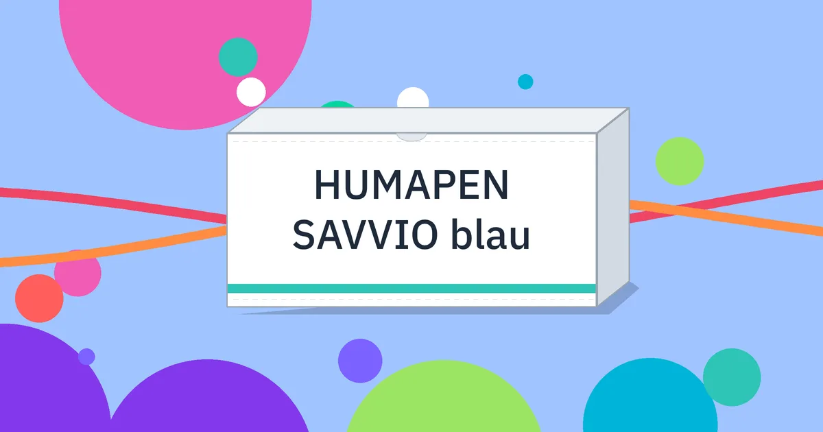 Symbolbild: Packung mit der Aufschrift HUMAPEN SAVVIO blau (PZN 18891778) – Verfügbarkeit und Bezug in Apotheken in Frankfurt am Main
