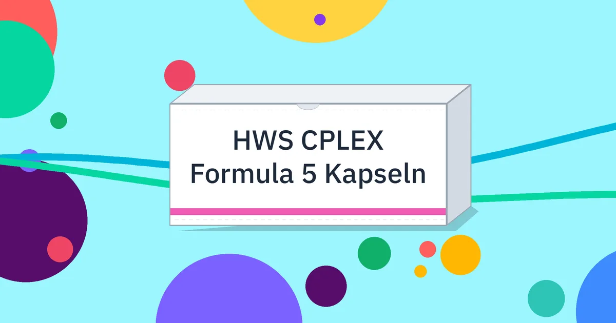 Symbolbild: Packung mit der Aufschrift HWS CPLEX Formula 5 Kapseln (PZN 07224961) – Verfügbarkeit und Bezug in Apotheken in Frankfurt am Main