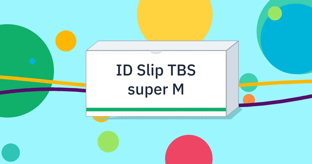 Symbolbild: Packung mit der Aufschrift ID Slip TBS super M (PZN 16626552) – Verfügbarkeit und Bezug in Apotheken in Frankfurt am Main