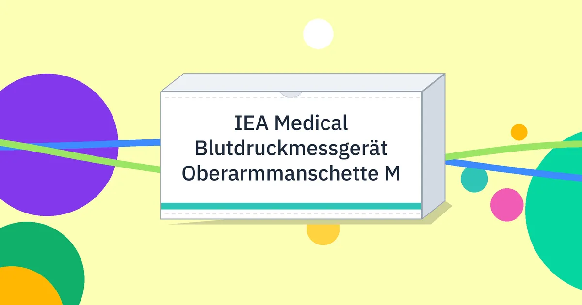 Symbolbild: Packung mit der Aufschrift IEA Medical Blutdruckmessgerät Oberarmmanschette M (PZN 20636059) – Verfügbarkeit und Bezug in Apotheken in Frankfurt am Main