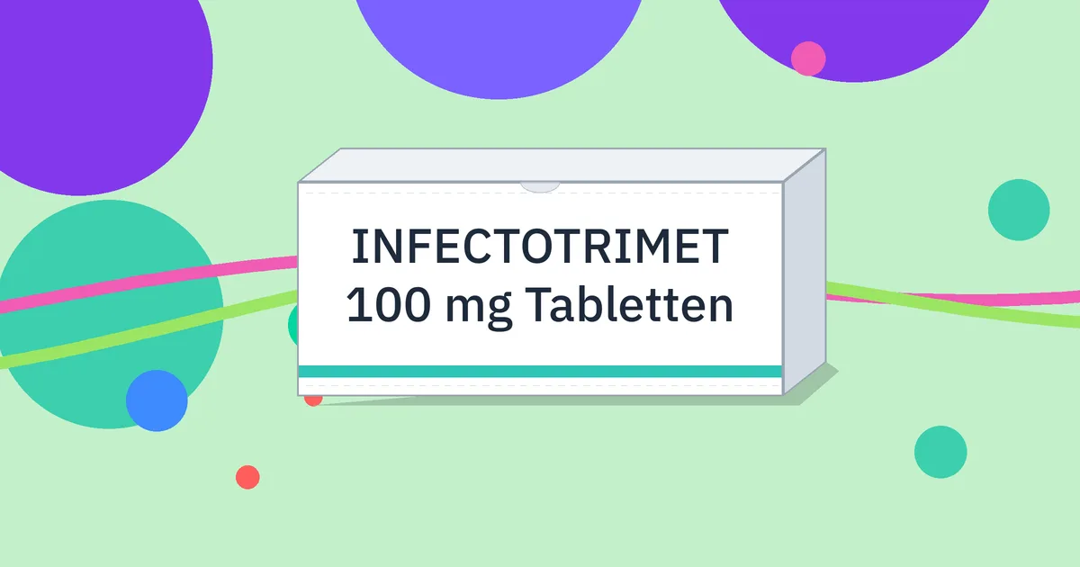 Symbolbild: Packung mit der Aufschrift INFECTOTRIMET 100 mg Tabletten (PZN 02736047) – Verfügbarkeit und Bezug in Apotheken in Frankfurt am Main