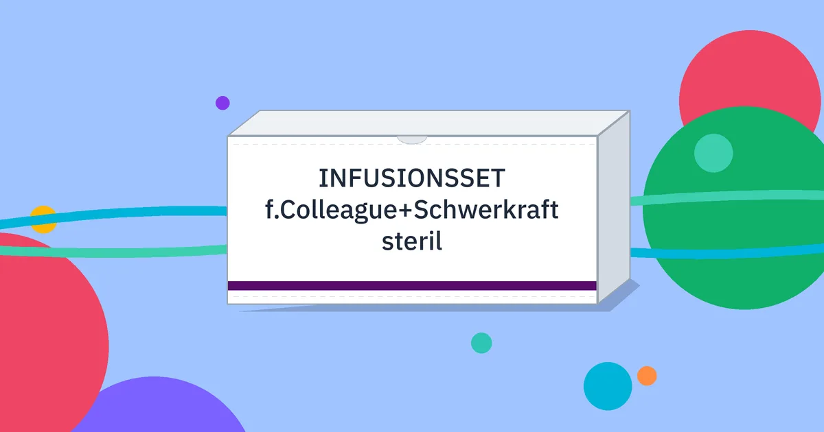 Symbolbild: Packung mit der Aufschrift INFUSIONSSET f.Colleague+Schwerkraft steril (PZN 03834668) – Verfügbarkeit und Bezug in Apotheken in Frankfurt am Main