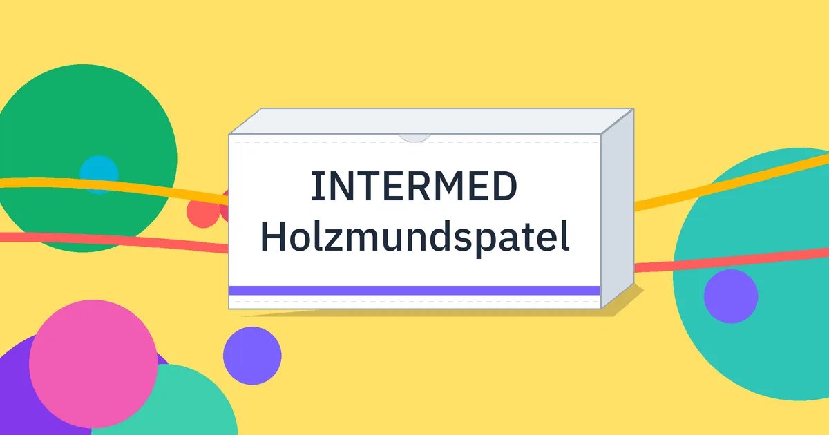 Symbolbild: Packung mit der Aufschrift INTERMED Holzmundspatel (PZN 06143545) – Verfügbarkeit und Bezug in Apotheken in Frankfurt am Main