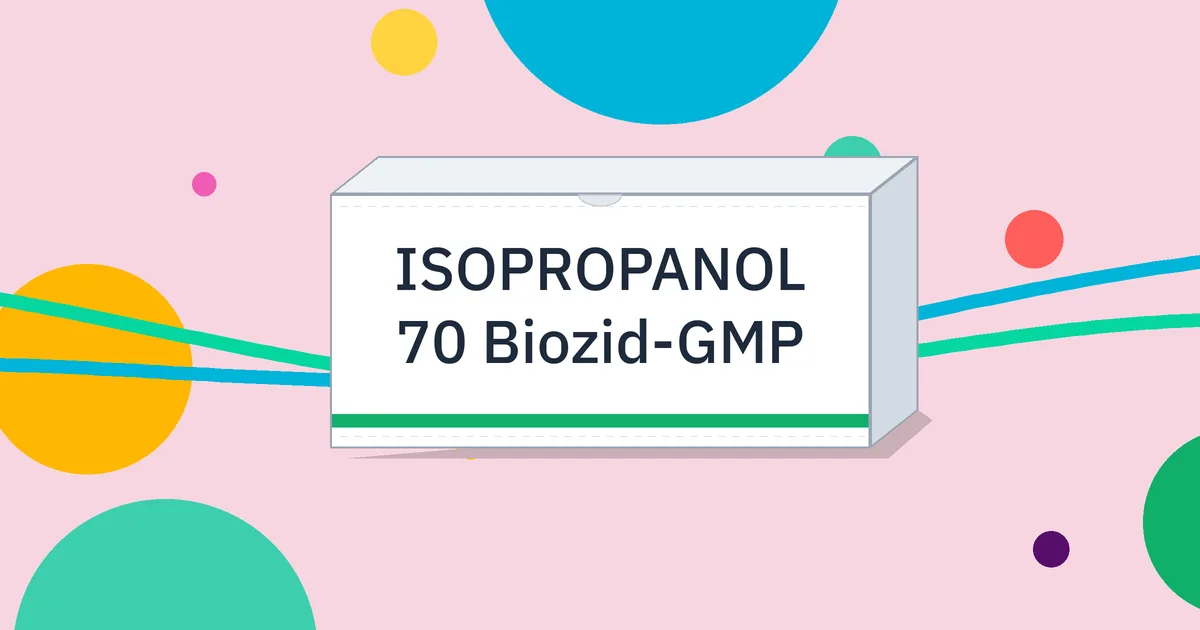 Symbolbild: Packung mit der Aufschrift ISOPROPANOL 70 Biozid-GMP (PZN 13582334) – Verfügbarkeit und Bezug in Apotheken in Frankfurt am Main