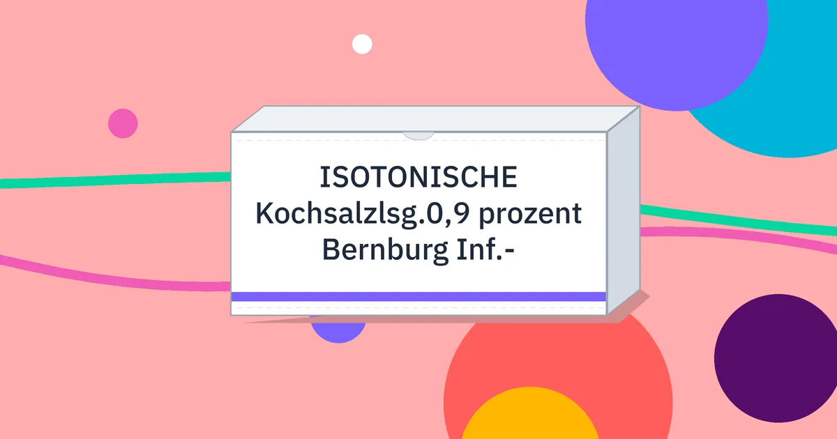 Symbolbild: Packung mit der Aufschrift ISOTONISCHE Kochsalzlsg.0,9 prozent Bernburg Inf.- (PZN 04604462) – Verfügbarkeit und Bezug in Apotheken in Frankfurt am Main