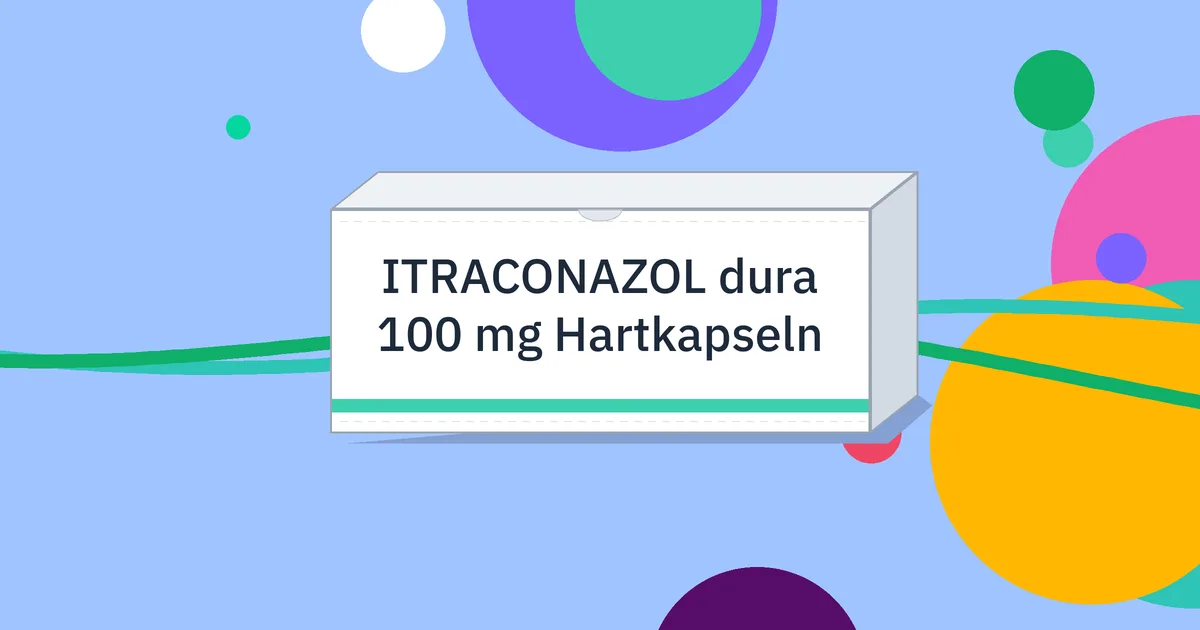 Symbolbild: Packung mit der Aufschrift ITRACONAZOL dura 100 mg Hartkapseln (PZN 05969071) – Verfügbarkeit und Bezug in Apotheken in Frankfurt am Main