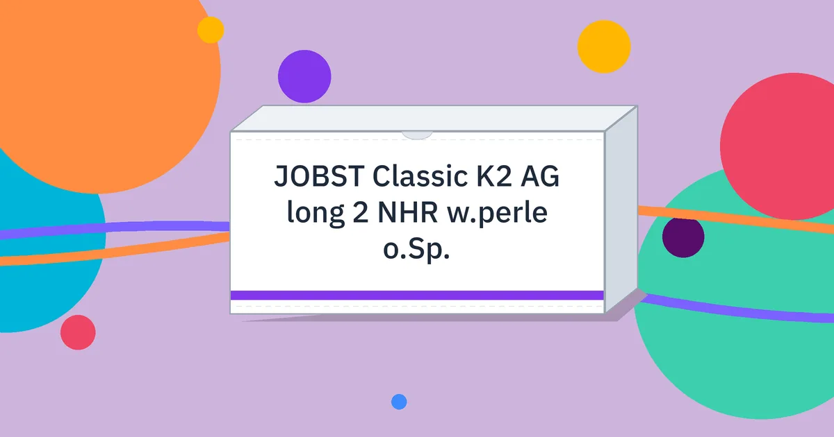 Symbolbild: Packung mit der Aufschrift JOBST Classic K2 AG long 2 NHR w.perle o.Sp. (PZN 10726850) – Verfügbarkeit und Bezug in Apotheken in Frankfurt am Main